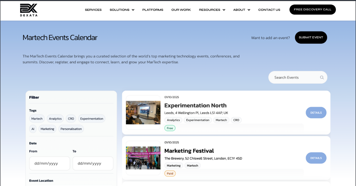 Martech Events - Dexata